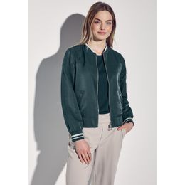 Blouson Street One, Damen, Gr. 44, grün (hunter grün), Stoff, Obermaterial: 74% Viskose, 26% Polyester; Futter: 100% Polyester, unifarben, normal normal, Rundhals, Bündchen, Jacken Blouson, aus softem Materialmix