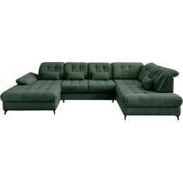 Wohnlandschaft Home Affaire "Delphino", mossgr&uuml;n, B:358cm T:216cm, 100% Polyester, Sofas, Wohnlandschaft