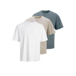 Jack & Jones Jack & Jones T-Shirt 'JJHugo' Herren Gr&ouml;&szlig;e XXL beige / basaltgrau / wei&szlig;
