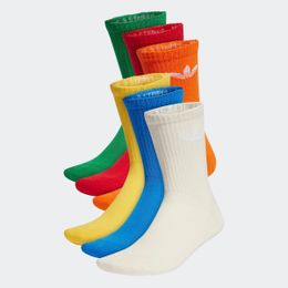 Sportsocken adidas originals "TR CREW S 6P", Herren, Gr. L, wonder weiß, blaubird, grün, Obermaterial: 65% Baumwolle, 31% Polyester, 3% Elasthan, 1% Polyamid, Socken Sportsocken