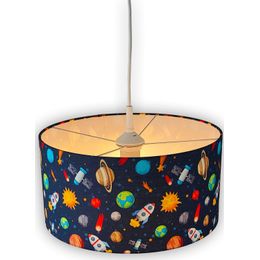 Niermann Pendelleuchte "Stoff-Pendelleuchte Weltall", bunt (multi color), 1, &Oslash; 35cm H: 17cm, 1 Stk., Leuchten, Lampenschirm aus Stoff, Pendelleuchte