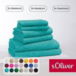 Handtuch Set s.Oliver "s.Oliver, Premium Qualit&auml;t, 600 gr/m&sup2;", blau (t&uuml;rkis), 6 Stk., Walkfrottier, Walkfrottier, Obermaterial: 100% Baumwolle, Handtuch-Sets, 2 G&auml;stet&uuml;cher 30x50, 2 Handt&uuml;cher 50x100, 2 Duscht&uuml;cher 70x140
