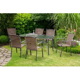 Garten-Essgruppe Merxx "»Roma«", braun (braun, braun, graphit), Aluminium, Wicker/Kunststoffgeflecht, Sitzmöbel-Sets, Tisch: LxB: 150x80 cm