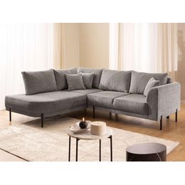 Ecksofa Home Affaire, B:231cm H:83cm T:198cmbraun, 100% Polyester, Sofas, "NELLIA L-Form mit Ottomane rechts oder links bestellbar, Breite 231 cm"