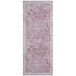 Teppich NORTHRUGS "Vivana" Gr. 12, lila (himbeere), B:80cm H:5mm L:200cm, Polyester, Teppiche, Teppich, Orientalisch, L&auml;ufer, Vintage, Wohnzimmer, Schlafzimmer, Esszimmer