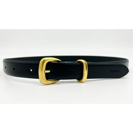 Calvin Klein Damen Lederg&uuml;rtel "G&uuml;rtel"schwarz, antique light gold, Gr. 115, unifarben, Rindsleder, G&uuml;rtel