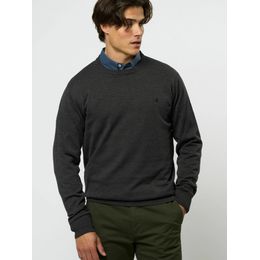 Rundhalspullover MCS "MCS Pullover Matt", Herren, Gr. L, dunkelgrau m&eacute;lange, Obermaterial: 50% Wolle, 50% Polyacryl, Pullover Rundhalspullover