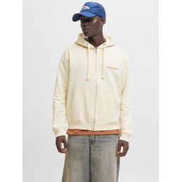 Jack & Jones JACK & JONES Jungen Kapuzensweatshirt "JORNORREBRO EMB SWEAT ZIP HOOD NOOS"antique wei&szlig;, Gr. M, bedruckt, angeraute Sweatware, Obermaterial: 89%