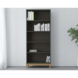 B&uuml;cherregal Andas "Maryd", grau, wotan eiche, B:80cm H:191cm T:40cm, MDF, Spanplatte, Regale, B&uuml;cherregal, mit Untergestell in Holzoptik