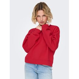Only Damen Sweatshirt "ONLBEST L/S CREW NECK SWT NOOS"true rot, Gr. S, unifarben, Sweatware, Obermaterial: 65% Polyester, 35% Baumwolle, Sweatshirts