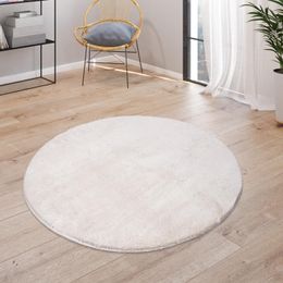 Teppich Paco Home "Cadiz 630", beige (cream), H:14mm &Oslash;:80cm, Polyester, Teppiche, Teppich, Kurzflor, Uni-Farben, besonders weich, waschbar, Wohnzimmer