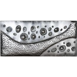 Metallbild CASABLANCA BY GILDE "Bild rechteckig Callosti silberfarben H. 56 cm", silber (farbe bild(er): silberfarben), B:120cm H:56cm T:6cm, Metall, Bilder