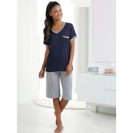 w&auml;schepur Schlafanzug W&Auml;SCHEPUR, Damen, Gr. 36/38, grau (marine, grau, meliert), 50% Baumwolle, 50% Modal, Homewear-Sets Schlafanzug