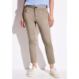7/8-Hose Street One, Damen, Gr. 44, L&auml;nge 26, beige (safari beige), Web, 97% Baumwolle, 3% Elasthan, unifarben mit Farbeinsatz, comfort fit 7/8-L&auml;nge, Hosen 7/8-Hose, 4-Pocket Style