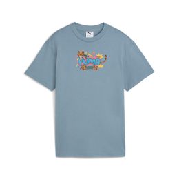 T-Shirt Puma "Graphic Leopard T-Shirt M&auml;dchen", M&auml;dchen, Gr. 176, blau (cool blau), 100% Baumwolle, bedruckt, relaxed fit, Rundhals, Shirts T-Shirt