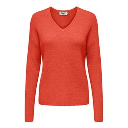 V-Ausschnitt-Pullover Only "ONLCAMILLA V-NECK L/S PULLOVER KNT NOOS", Damen, Gr. L, cayenne detail:melange, Strick, Obermaterial: 74% Polyacryl, 24% Polyester, 2% Elasthan, meliert, regular fit normal, V-Ausschnitt, Strickbündchen, Pullover