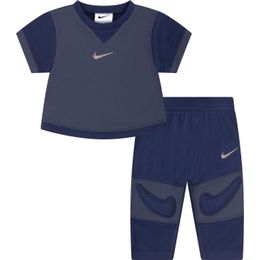 Shirt & Hose Nike Sportswear "NKN READYSET TEE JOGGER SET", M&auml;dchen, Gr. 80 (12), blau (midnight nav), Obermaterial: 66% Baumwolle, 34% Polyester, KOB Set-Artikel, f&uuml;r Kinder