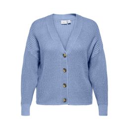 Only CARMAKOMA Damen Strickjacke "CARCAROL NICE L/S CARDIGAN KNT NOOS"blau heron, Gr. S, unifarben, Strick, Obermaterial: 100% Polyacryl, Strickjacken