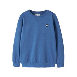 Sweatshirt name it "NKMVIMO für Jungen mit Bündchen und klassischer Form", Jungen, Gr. 158/164, delft, angeraute Sweatware, Obermaterial: 60% Baumwolle, 40% Polyester, meliert, unifarben, lässig geschnitten hüftlang, Rundhals, Rippbündchen, Sweatshirts Sweatshirt