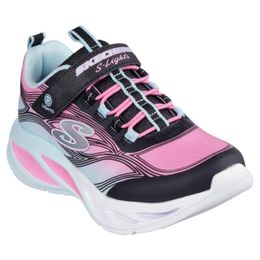 Sneaker Skechers "COSMIC GLOW LIGHTS", M&auml;dchen, Gr. 33, bunt (schwarz, multi), Lederimitat, Textil, kontrastfarbene Details, Schuhe Sneaker, Klettschuh mit Glitzer, Gr&ouml;&szlig;enschablone zum Download