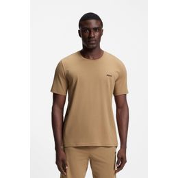T-Shirt BOSS "Mix&Match T-Shirt R", Herren, Gr. L, beige (medium beige 260), Single Jersey, Obermaterial: 95% Baumwolle, 5% Elasthan, Basic, Rundhals, eingesetzt eingefasste Kante, Shirts T-Shirt, mit Logostickerei