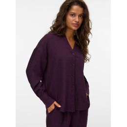 Véro Moda Langarmbluse VERO MODA "VMMELANEY QUEENY LS SHIRT WVN NOOS", Damen, Gr. S, rot (winetasting), Web, Obermaterial: 100% Polyester, unifarben, loose fit Po-bedeckend, V-Ausschnitt, Blusen