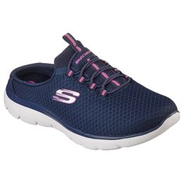 Sabot Skechers "SUMMITS SWIFT STEP", Damen, Gr. 35, blau (navy, rosa), Textil, Schuhe Sabot, Sommerschuh, Schlappen, Schlupfschuh in veganer Verarbeitung