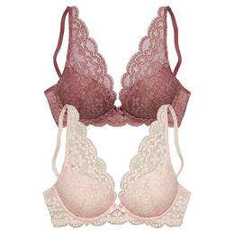 Petite Fleur Push-up-BH pink Gr. 80A. Mit Schleife. Mit Herausnehmbaren Kissen und mit B&uuml;gel