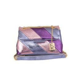 Anna Morellini Leder-Umhängetasche "Bettina" in Lila/ Rosa/ Hellblau - (B)22 x (H)19 x (T)8 cm - 78% | Damen-taschen