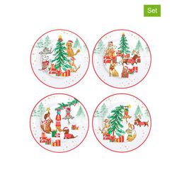 Easy Life 4er-Set: Dessertteller ''Christmas Gang'' in Wei&szlig;/ Rot/ Gr&uuml;n - &Oslash; 19 cm - 24% | Gedeckter-tisch