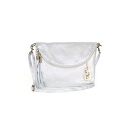 Anna Morellini Leder-Umh&auml;ngetasche "Beverly" in Silber - (B)22 x (H)18 x (T)2 cm - 79% | Damen-taschen