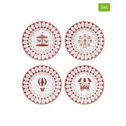 Easy Life 4er-Set: Dessertteller ''Christmas Wonderland'' in Wei&szlig;/ Rot - &Oslash; 19 cm - 17% | Gedeckter-tisch