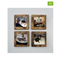 Evila 4er-Set: Memoboards "Aa066" in Natur - (B)15 x (H)15 cm - 71% | Wanddekoration