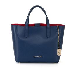 Anna Morellini Leder-Henkeltasche "Battista" in Dunkelblau - (B)29 x (H)14 x (T)14 cm - 80% | Damen-taschen