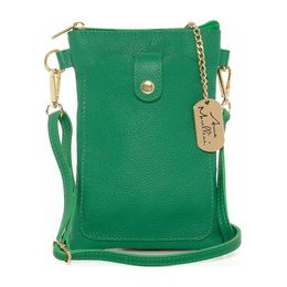 Anna Morellini Leder-Umh&auml;ngetasche "Erica" in Gr&uuml;n - (B)14 x (H)21 x (T)1 cm - 76% | Damen-taschen