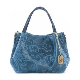 Anna Morellini Leder-Henkeltasche "Clarissa" in Blau - (B)28 x (H)20 x (T)12 cm - 77% | Damen-taschen