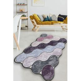 Colourful Cotton Badvorleger "Circle" in Lila/ Grau - 63% | Größe 70x120 cm | Heimtextilien-badematten