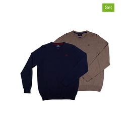 The Time of Bocha 2er-Set: Pullover in Hellbraun/ Dunkelblau - 73% | Gr&ouml;&szlig;e XL | Herren-plussize