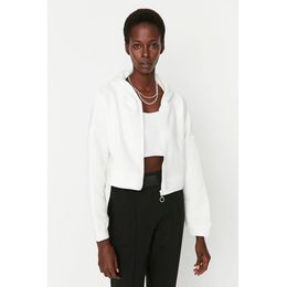 Trendyol Sweatjacke in Wei&szlig; - 51% | Gr&ouml;&szlig;e S | Damen-sweatshirts-jacken
