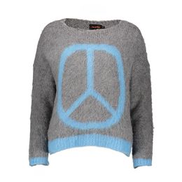 miss goodlife Pullover "Peace" in Grau/ Hellblau - 71% | Gr&ouml;&szlig;e M | Damen-pullover-cardigans