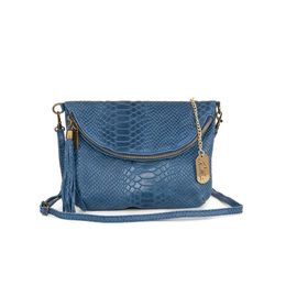 Anna Morellini Leder-Umhängetasche "Beverly" in Blau - (B)22 x (H)18 x (T)2 cm - 75% | Damen-taschen