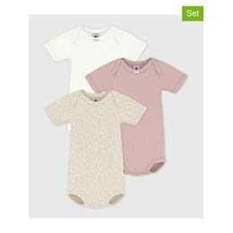 Petit Bateau 3er-Set: Bodys in Rosa/ Beige/ Wei&szlig; - 37% | Gr&ouml;&szlig;e 80 | Baby-bodys