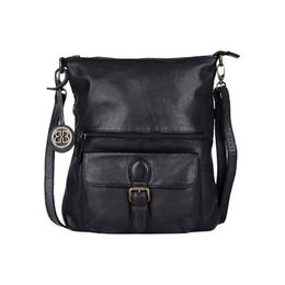 Bellicci Leder-Umh&auml;ngetasche "Eva" in Schwarz - (B)34 x (H)29 x (T)4,5 cm - 50% | Damen-taschen