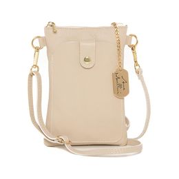 Anna Morellini Leder-Umh&auml;ngetasche "Erica" in Beige - (B)14 x (H)21 x (T)1 cm - 76% | Damen-taschen