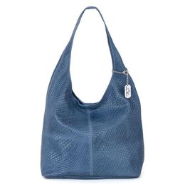 Anna Morellini Leder-Schultertasche "Palladia" in Blau - (B)38 x (H)30 x (T)2 cm - 77% | Damen-taschen