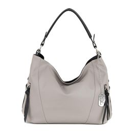 Anna Morellini Leder-Schultertasche "Noalia" in Grau - (B)32 x (H)25 x (T)12 cm - 78% | Damen-taschen