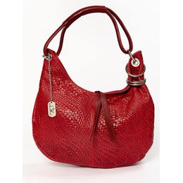 Anna Morellini Leder-Schultertasche "Concetta" in Rot - (L)38 x (B)10 x (H)34 cm - 80% | Damen-taschen