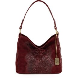 Anna Morellini Leder-Schultertasche "Linda" in Bordeaux - (B)29 x (H)24 x (T)8 cm - 77% | Damen-taschen