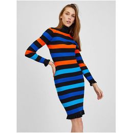 ORSAY Strickkleid in Blau/ Orange - 62% | Gr&ouml;&szlig;e L | Damen-kleider