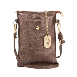 Anna Morellini Leder-Umh&auml;ngetasche "Erica" in Braun - (B)14 x (H)21 x (T)1 cm - 76% | Damen-taschen